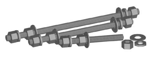 3/8" X 8" GALVANIZED THREADED ROD KIT- INCLUDES: NUTS, FLAT WASHERS AND ...